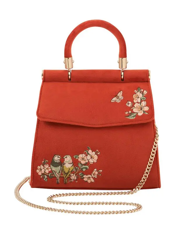 FABLE ENGLAND Lovebirds Mini Top Handle Tote - Yellow