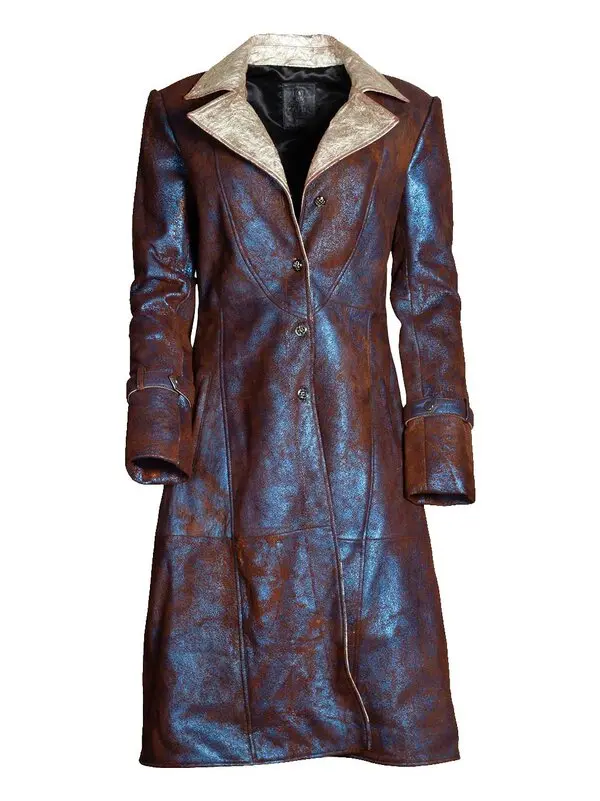 ZASTASTUDIO The Sorcerer Leather Long Coat - Blue/brown/gold