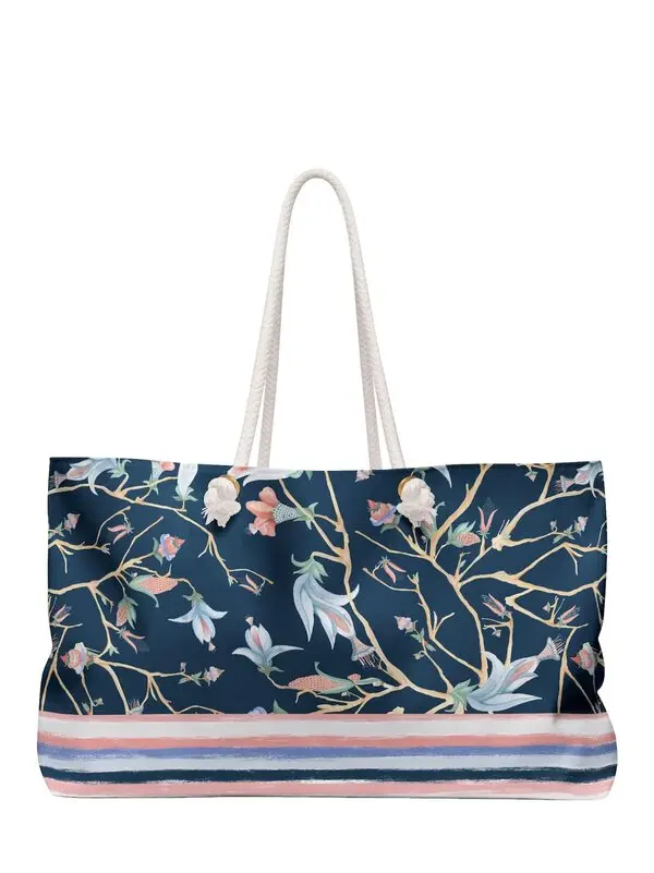 PIPER & FOX Chinoiserie Mahjong/weekender Bag - Blue/grey