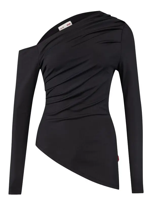 PCFG Draped Long Sleeve Top - Black