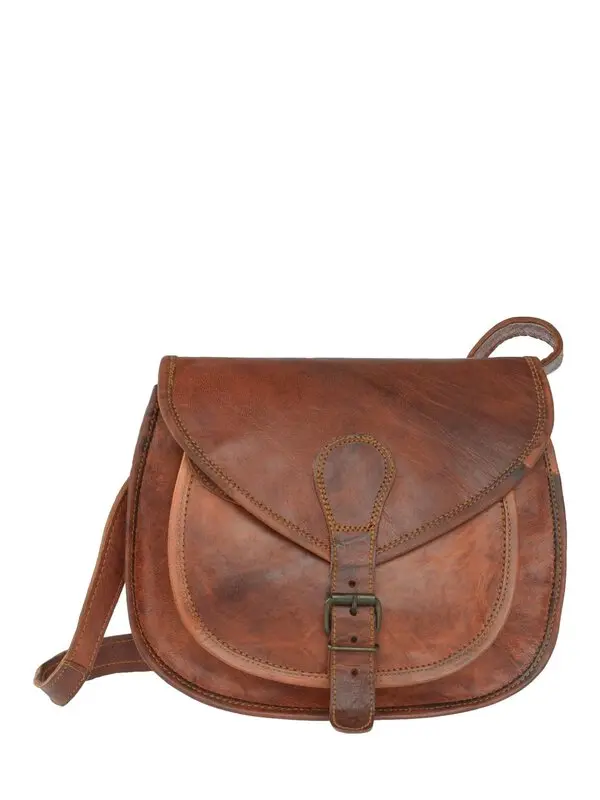 VIDA VIDA Vintage Leather Saddle Bag - Brown