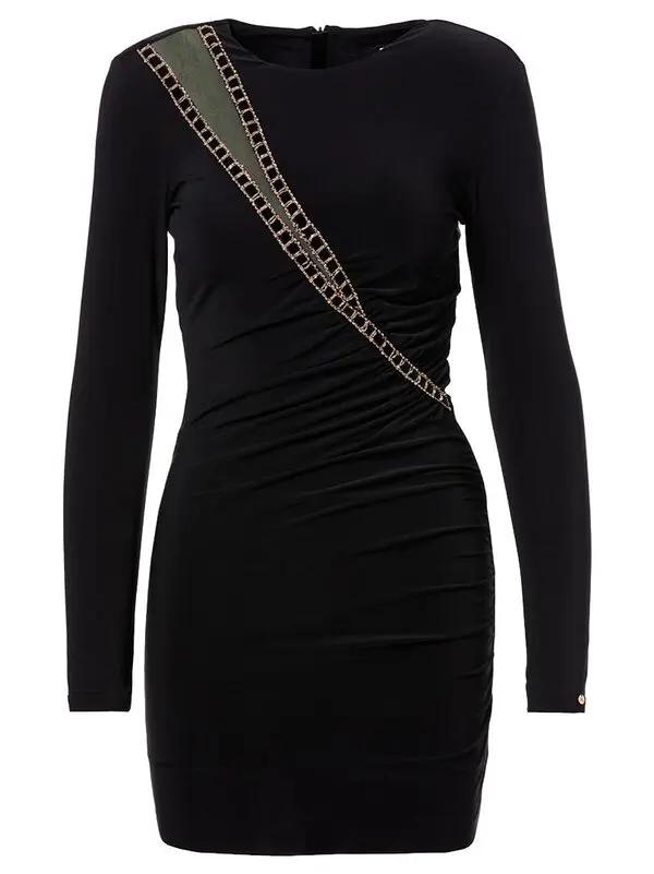 NISSA Mini Dress With Tulle Insert - Black