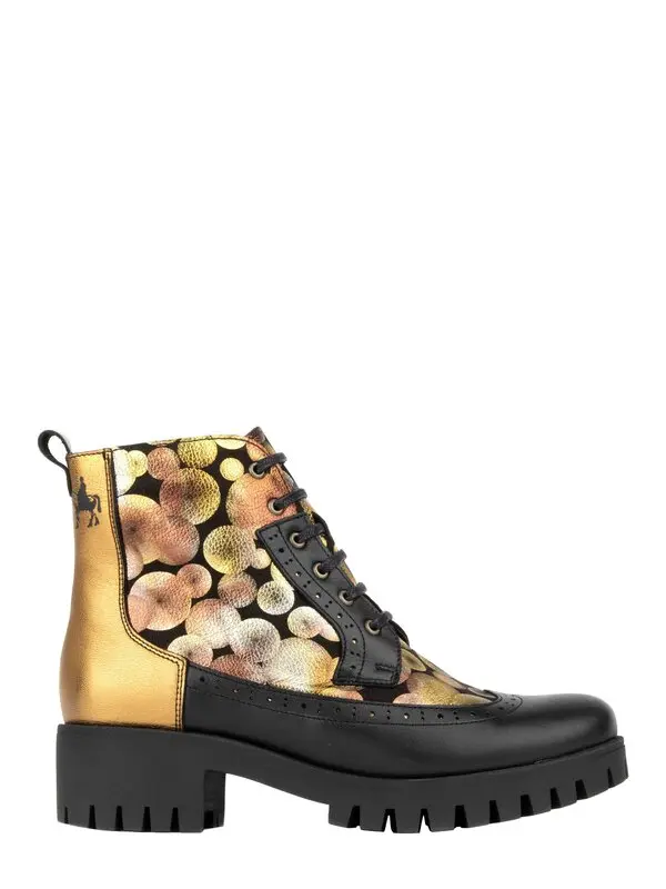 EMBASSY LONDON USA Milliner Platform Ankle Boots - Gold/black