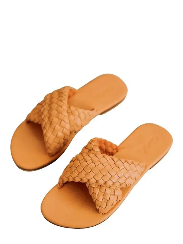 Pink Haley Barbara Woven Leather Sandals - Black/brown