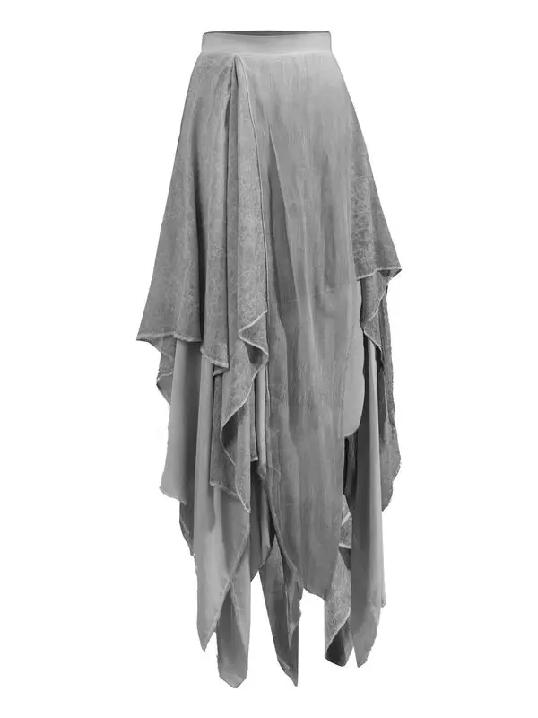 ZHENABIA Maxi Skirt With Elastic Belt - Grey