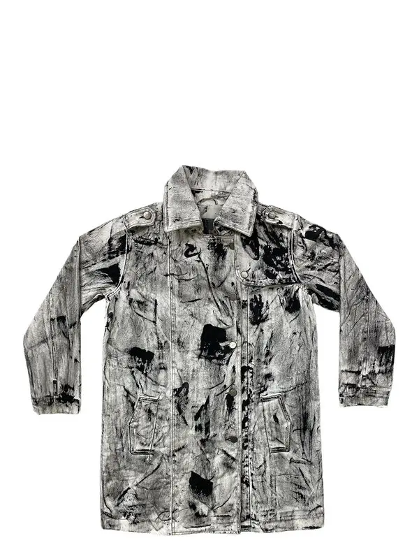 ZASTASTUDIO Oversized Raw Denim Jacket - White/black