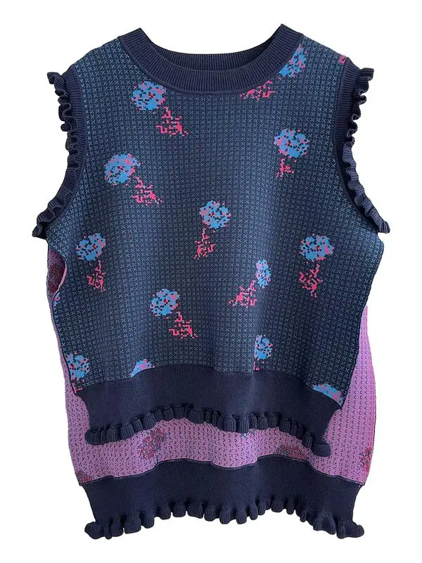 ARTO. Pixel Floral Viscose Vest - Blue