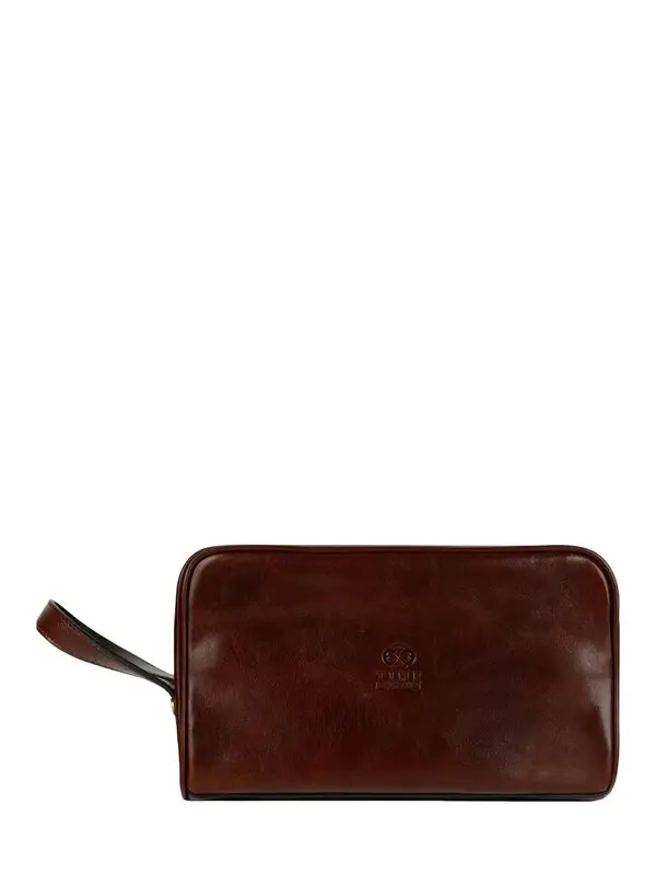 TIME RESISTANCE Leather Dopp Kit - Brown