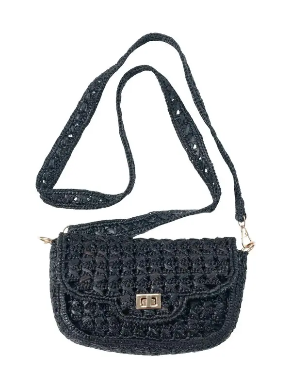 ZANATANY CONCEPTS Cassie Raffia Crossbody Bag - Black