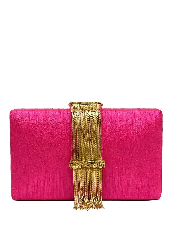 SIMITRI Fringe Clutch - Pink/gold