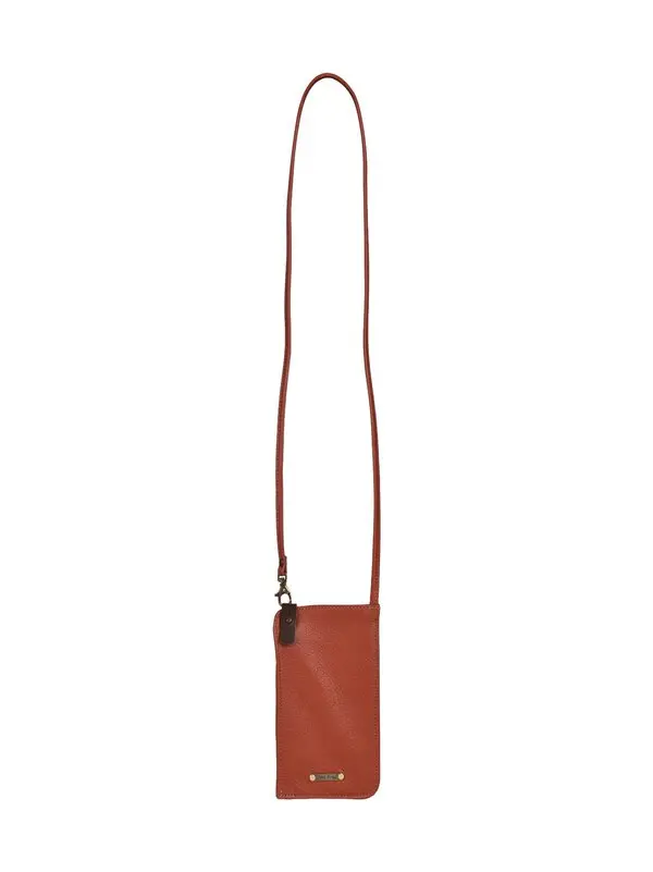 OWEN BARRY Leather Phone Crossbody Bag - Orange