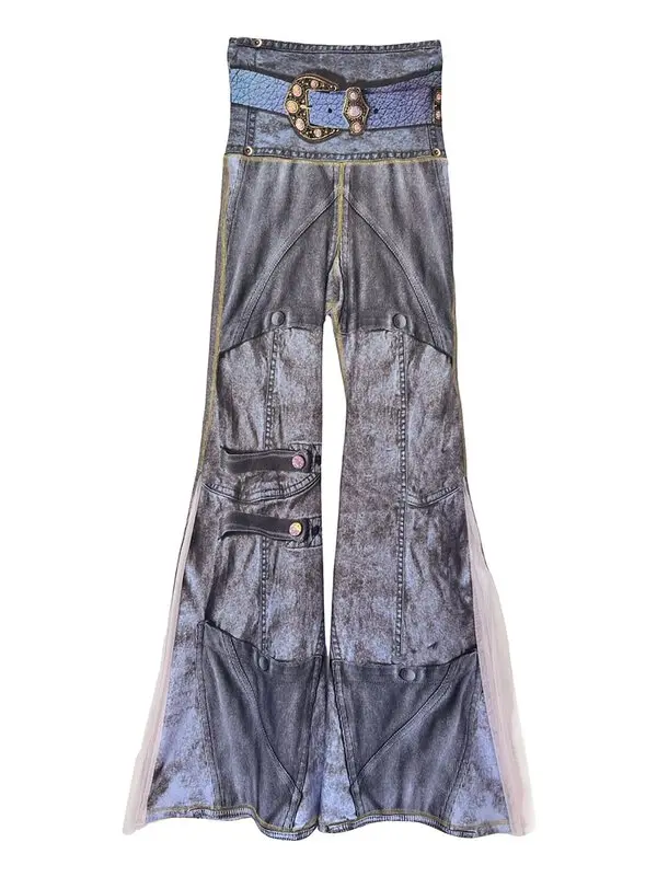 IPNG DESIGN Bell-bottom Comfort Pants With Tulle Slit - White
