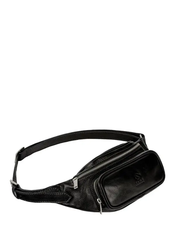 TIME RESISTANCE Leather Sling Bag - Black