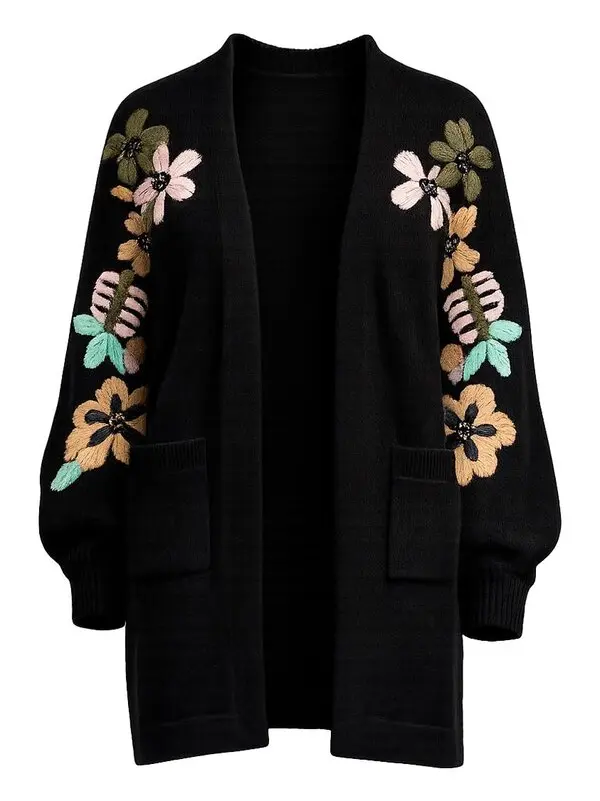 TANTRA SPAIN SL Embroidered Knit Jacket - Black