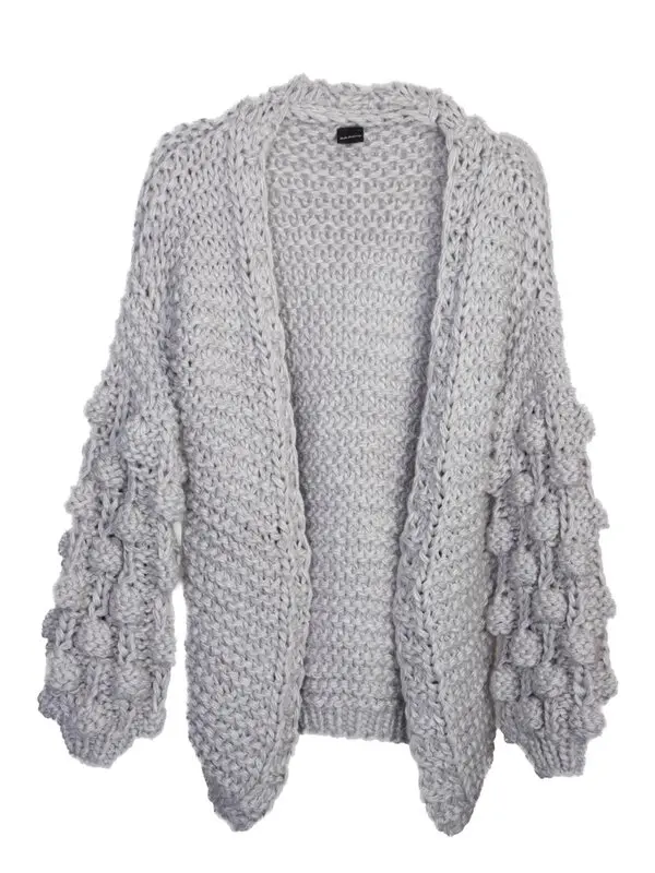 Saachi Knit Cardigan With Bauble Sleeves - Grey