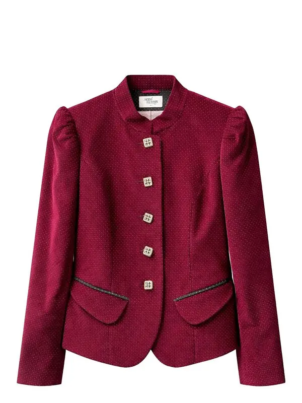 MOOD SWINGS Mulled Wine Velvet Polka Dot Blazer - Purple/red