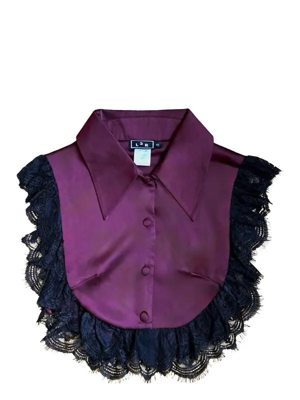 L2R THE LABEL Satin Top With Lace Detail - Red