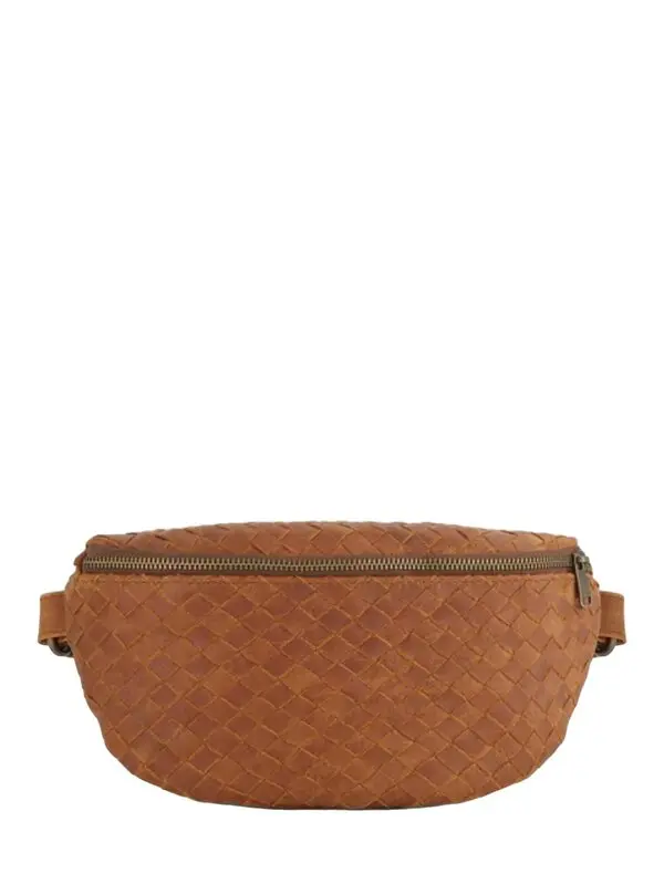 HIDES LEATHER CO. Nexus Woven Leather Belt Bag - Brown