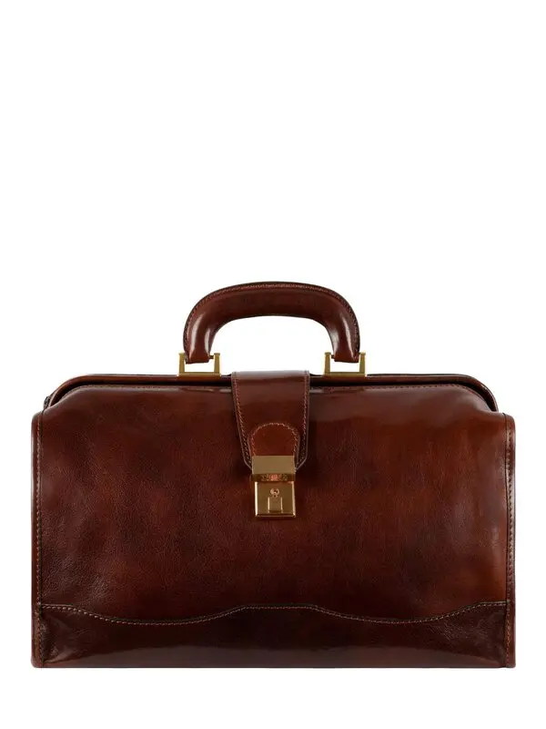 TIME RESISTANCE Small Leather Doctor's Bag - Brown