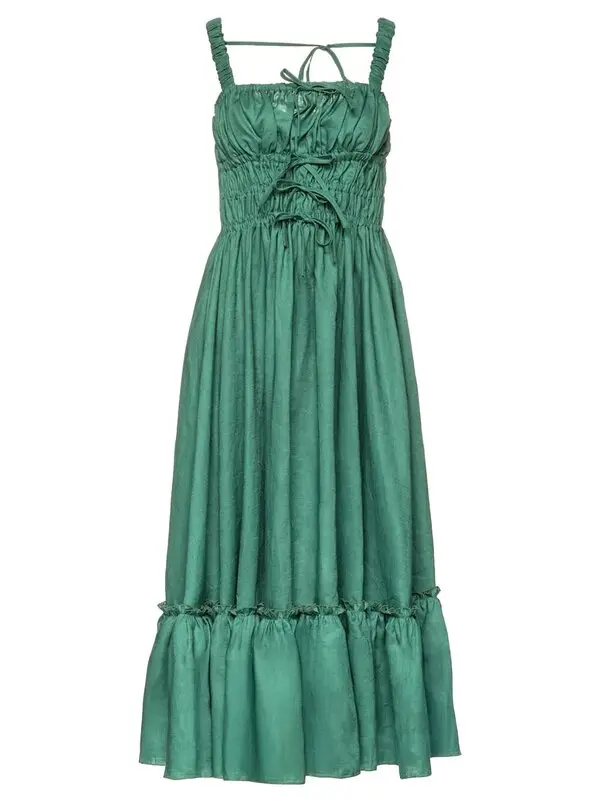 VASILIKI ATELIER Amara Linen Maxi Dress - Green