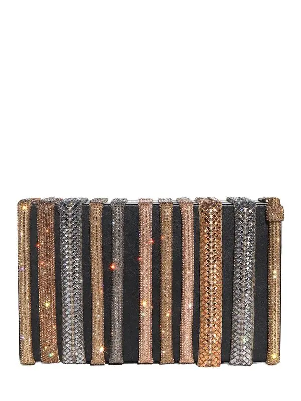 SIMITRI Etoile Crystal Embellished Clutch - Black/silver/gold