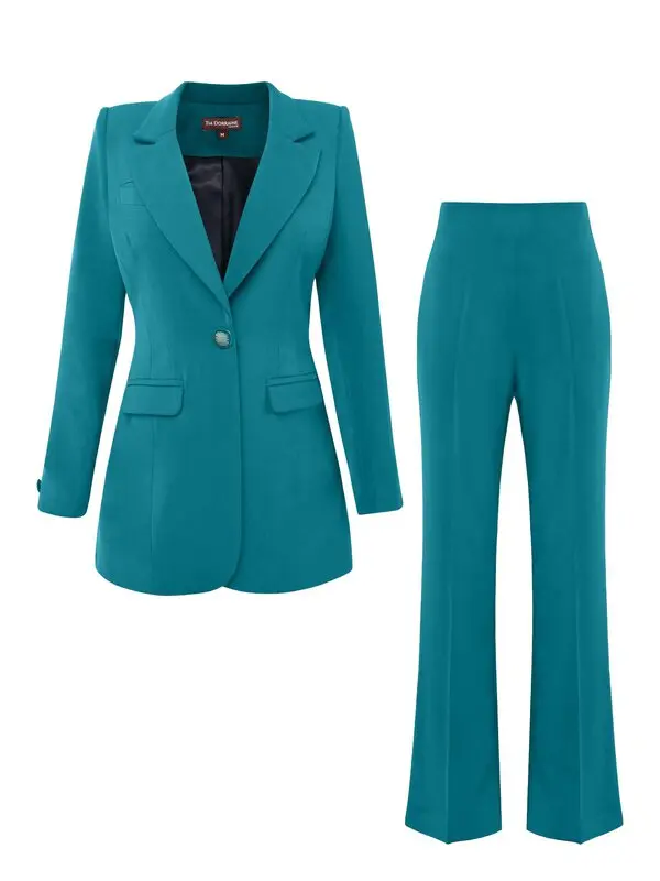 TIA DORRAINE Classic Power Suit - Blue/green