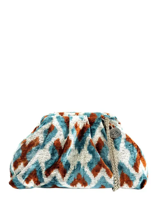 SJW BAGS LONDON Victoria Ikat Mini Pouch - Blue/brown