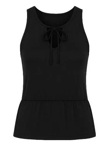 CONQUISTA Sleeveless Tie Top - Black
