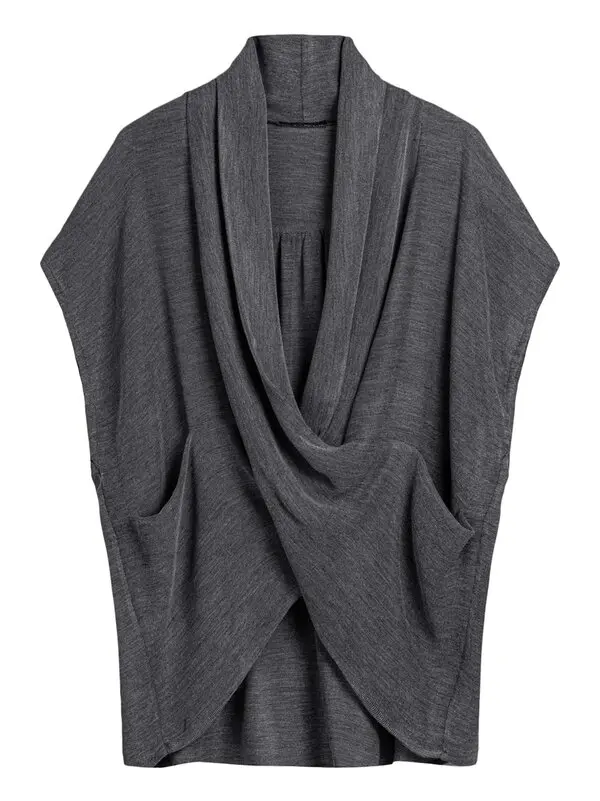 NOCTURNE Draped Wrap Blouse - Grey