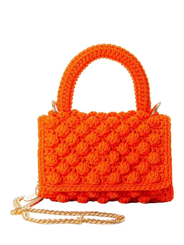 SPEIRA Mini Shoulder Bubble Bag With Knitted Handle - Orange