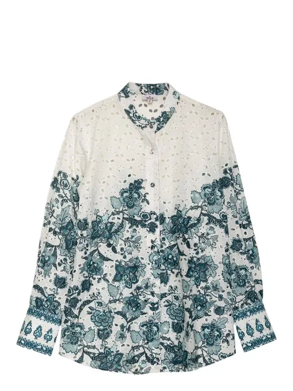 NIZA Cotton Embroidered Shirt - White