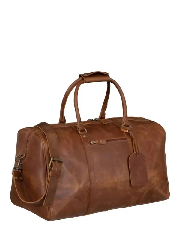 HIDES LEATHER CO. Handmade Leather Travel Duffle Bag - Brown