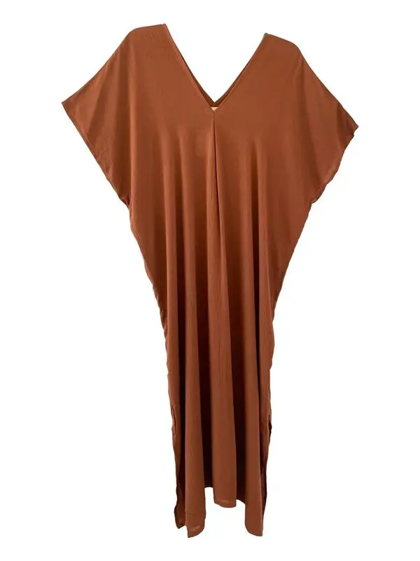 Pink Haley Gina Breezy Crinkle Kaftan Dress - Brown