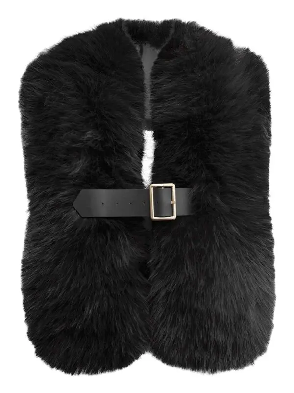 JAMES LAKELAND Faux Fur Collar With Buckle - Black