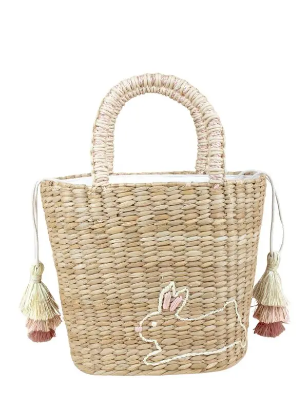 Likhâ Mini Embroidered Woven Tote Bag - Orange
