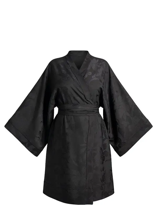JANARA JONES Jacquard Sarah Kimono Mini Dress - Black