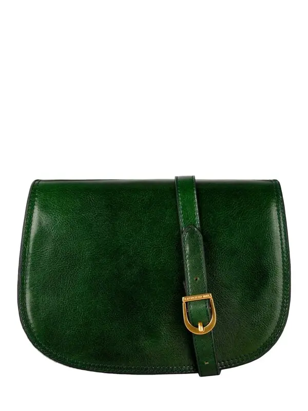 TIME RESISTANCE Leather Saddle Messenger Bag - Green