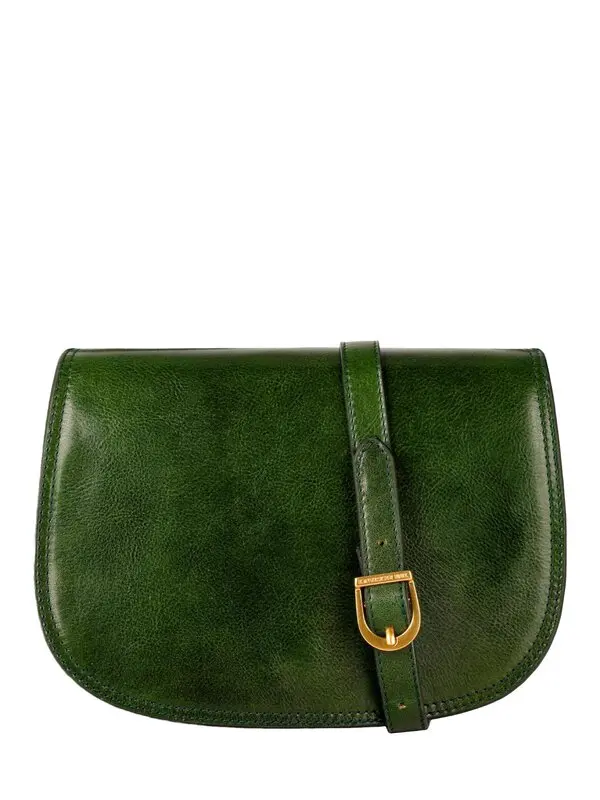 TIME RESISTANCE Leather Saddle Messenger Bag - Green