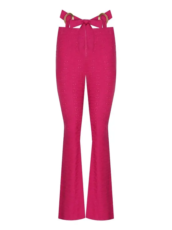 NO'DESIGN Empress Flared Pants With Gold-plated Ring Belt Detail - Pink