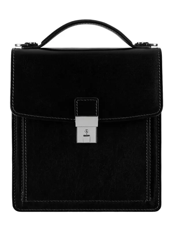 TIME RESISTANCE Small Leather Briefcase - Black
