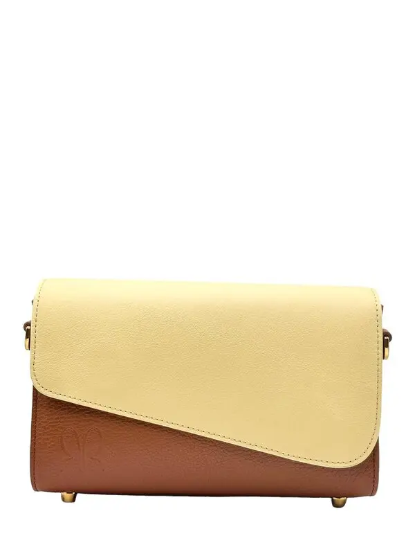 RISEMBERG Calla Bag In Leather With Flap - Yellow/brown