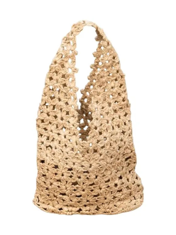 ZANATANY CONCEPTS Flowery Raffia Bag - Gold