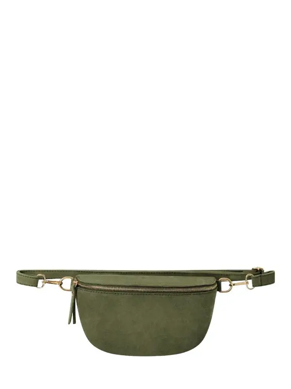 BETSY & FLOSS Rivoli Suede Crossbody & Waist Bag - Green