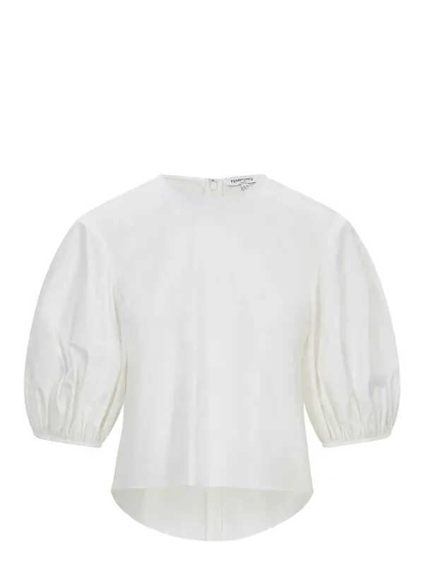 FEMPONIQ Puff Sleeve Cotton Top - White