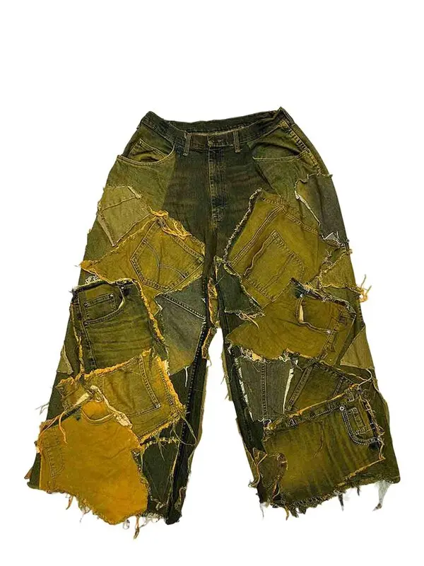 ZASTASTUDIO Shred Couture Deconstructed Denim Jeans - Yellow