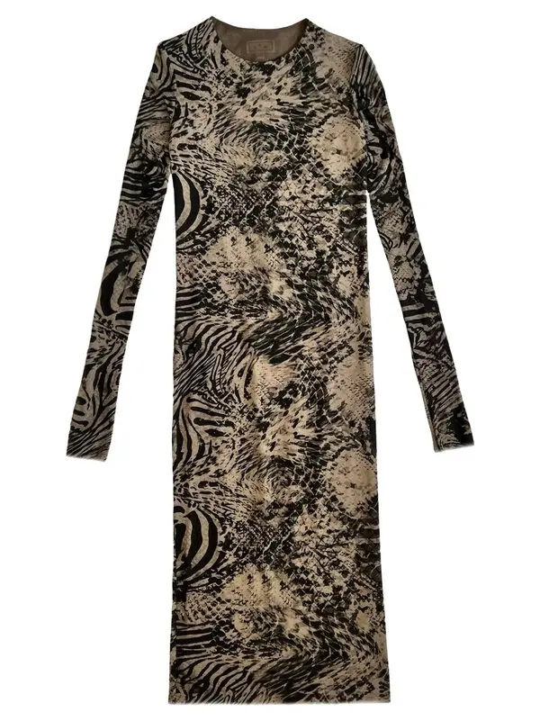 L2R THE LABEL Reversible Printed Mesh Dress - Black