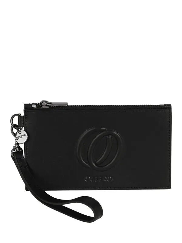 OFFERO COLLECTION Leather Theft Deterrent Wallet With Wristlet Strap - Black