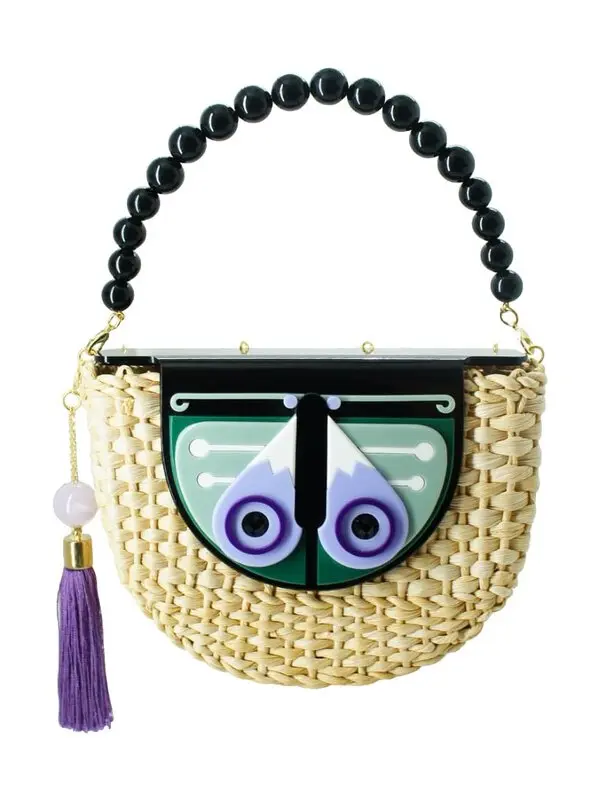 GISSA BICALHO Handmade Acrylic Half Moon Bag - Purple/green