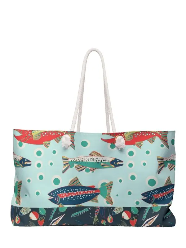PIPER & FOX Printed Tote Bag - Blue/green