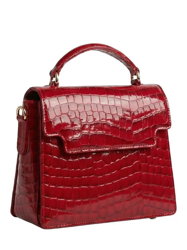 SIBYLLA DELPHICA Top Handle Croc-embossed Leather Mini Bag - Red